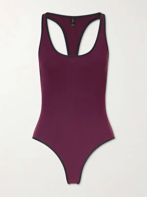 Kiki De Montparnasse Two-tone Piped One Piece Swimsuit - Plum