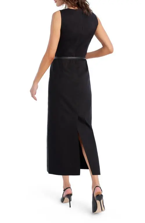 FAVORITE DAUGHTER Linen-blend Midi Dress - Black