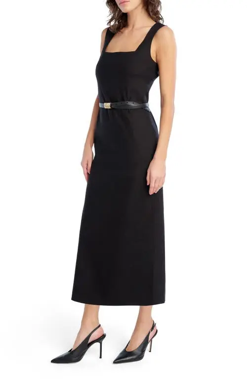 FAVORITE DAUGHTER Linen-blend Midi Dress - Black