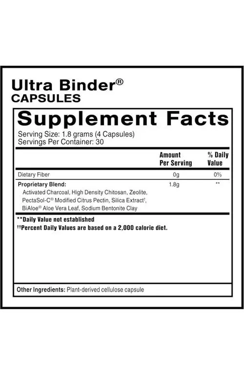QUICKSILVER SCIENTIFIC Ultra Binder Bentonite Clay Zeolite And Charcoal Capsules