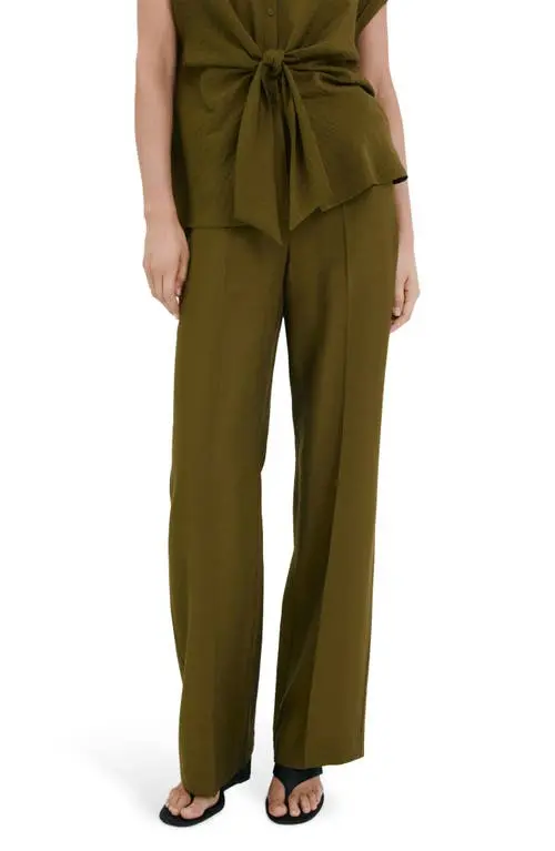 Mango Mid-rise Straight Leg Trousers - Green