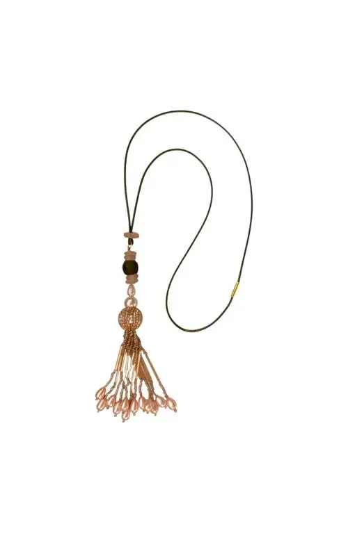 SCCOLLECTION Victoria Beaded Tasseled Necklace - Pink