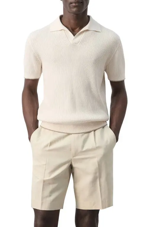 Mango Tipped Cotton Blend Polo - Sand