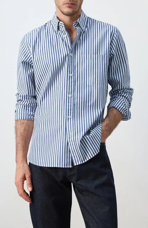 Mango Regular Fit Stripe Button-up Shirt - Vibrant Blue