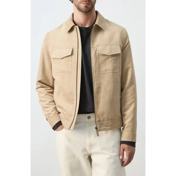 Mango Faux Suede Jacket - Beige
