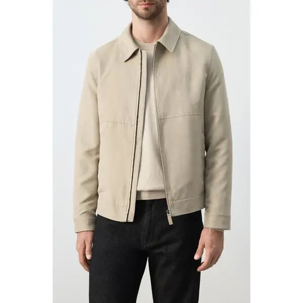 Mango Faux Suede Jacket - Beige