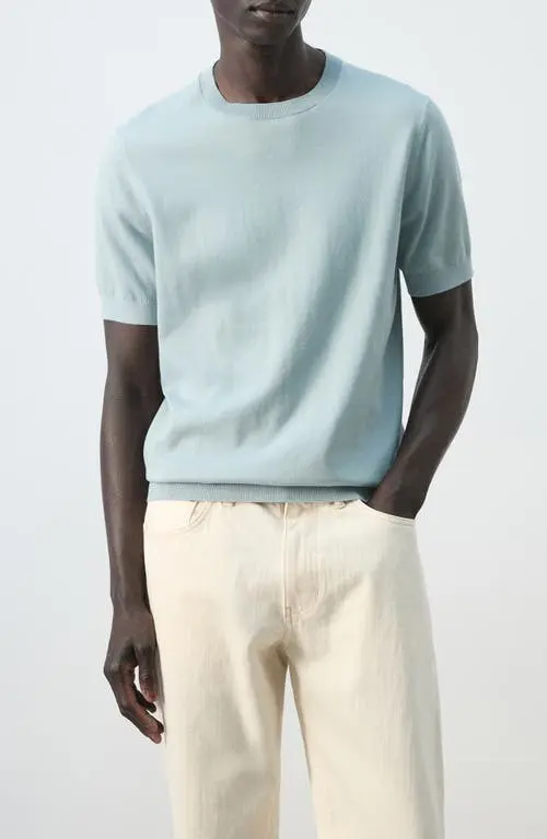 Mango Fine Knit Cotton T-shirt - Aqua Green