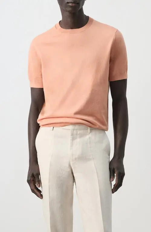 Mango Fine Knit Cotton T-shirt - Salmon