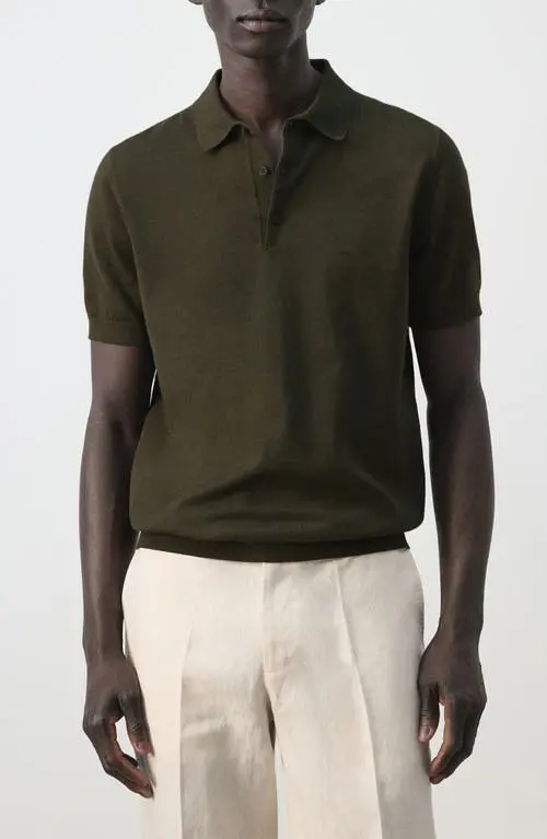 Mango Fine Knit Cotton Polo - Chocolate