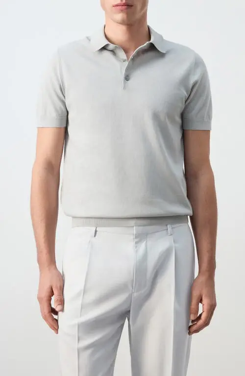 Mango Fine Knit Cotton Polo - Ice Grey