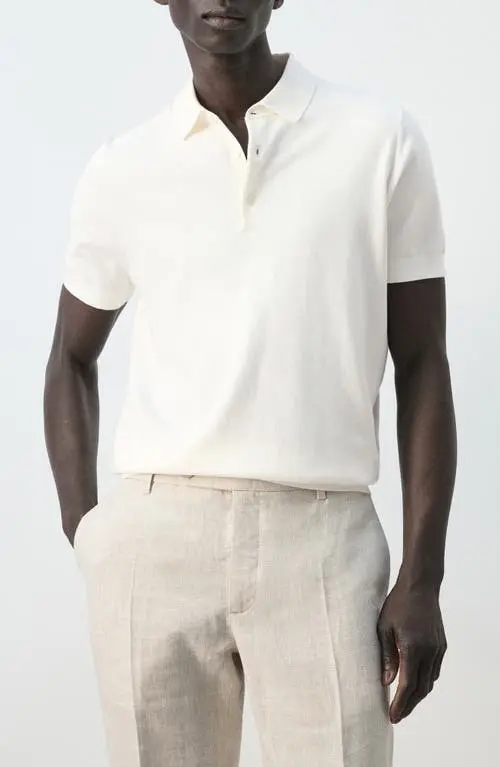Mango Fine Knit Cotton Polo - Off White