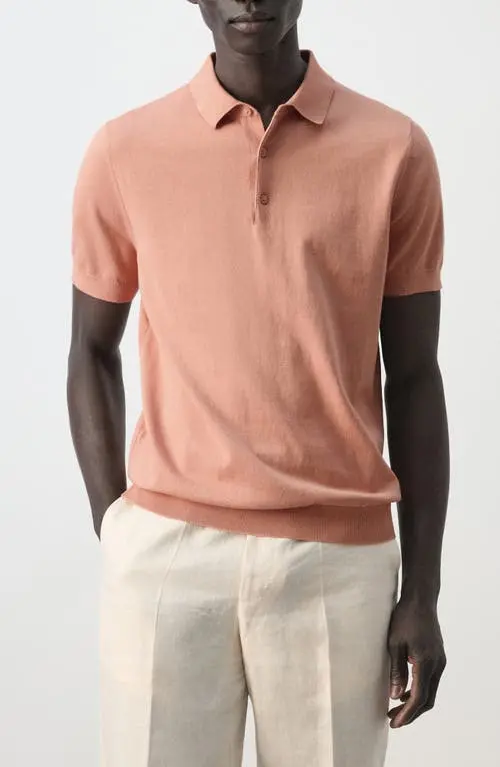 Mango Fine Knit Cotton Polo - Peach