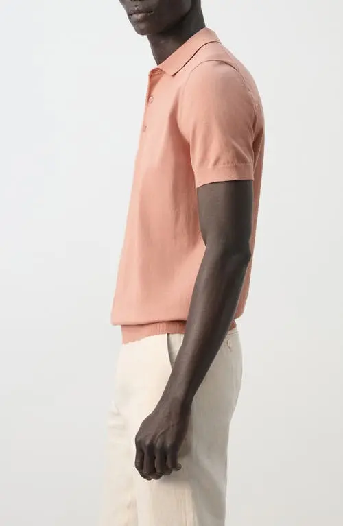 Mango Fine Knit Cotton Polo - Peach
