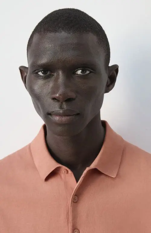 Mango Fine Knit Cotton Polo - Peach