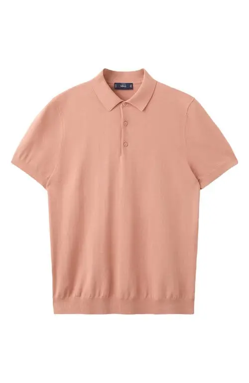 Mango Fine Knit Cotton Polo - Peach
