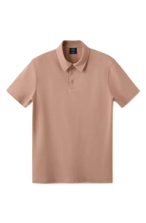 Mango Slim Fit Stretch Cotton Blend Piqué Polo - Peach