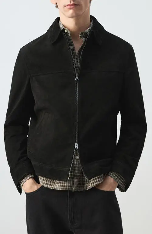 Mango Suede Jacket - Black