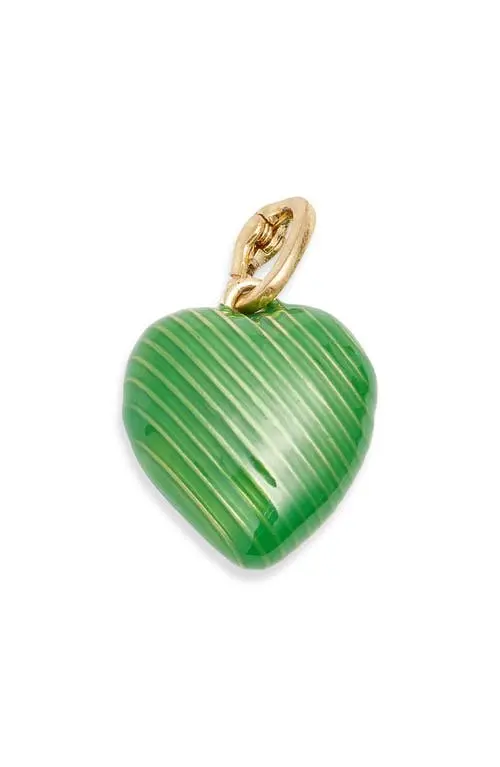Clare V. Enamel Heart Charm Chain Necklace - Emerald