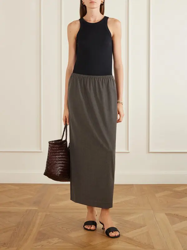 ST. AGNI Wool-blend Maxi Skirt - Gray