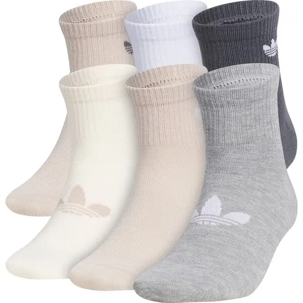 Adidas Gender Inclusive Originals Superlite Assorted 6-pack Quarter Socks - Wonder Beige/grey/white