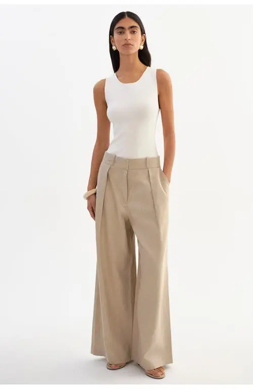 LAMARQUE Miriam | Linen Wide Leg Pants - Beige