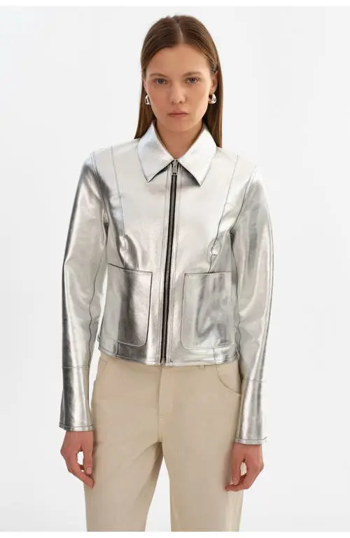 LAMARQUE Reversible Leather Jacket - Black/silver