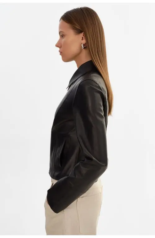 LAMARQUE Reversible Leather Jacket - Black/silver