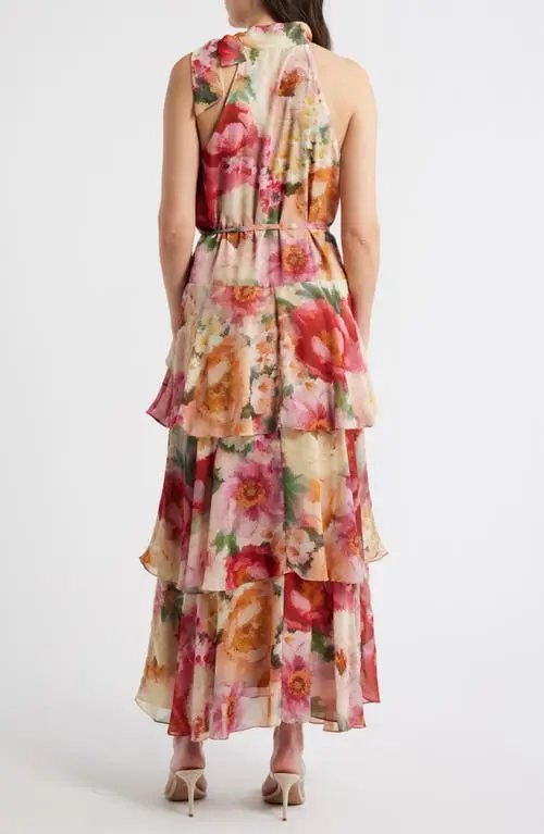 Julia Jordan Mock Neck Tiered Maxi Dress