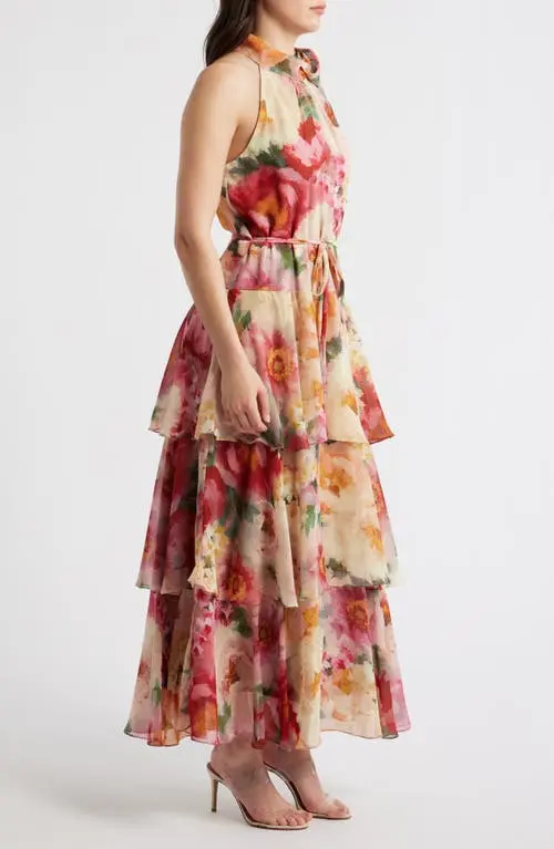 Julia Jordan Mock Neck Tiered Maxi Dress