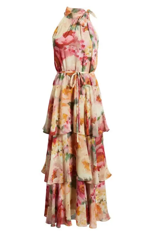 Julia Jordan Mock Neck Tiered Maxi Dress