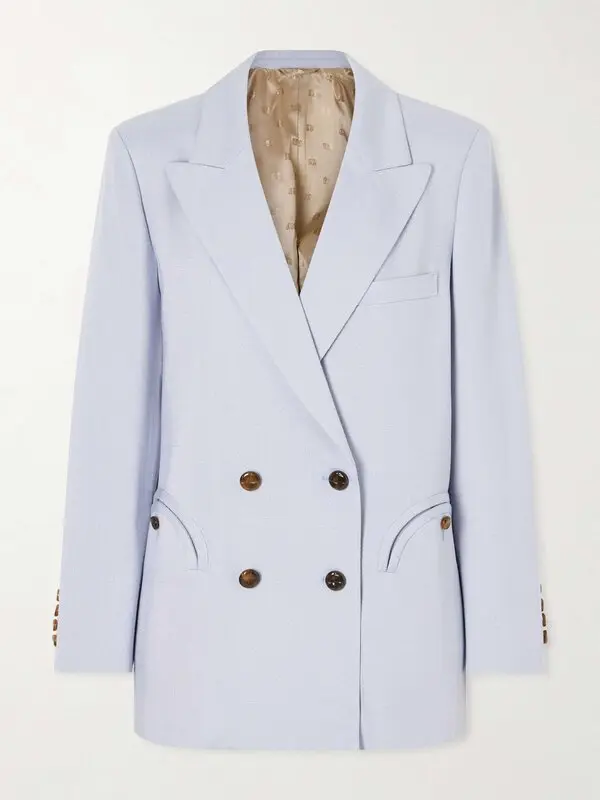 BLAZÉ MILANO Vezon Double-breasted Woven Blazer - Light Blue