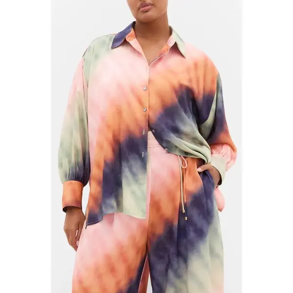City Chic Ombré Button-up Shirt - Sunset Ombre