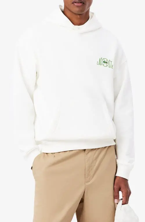 Lacoste Tennis Logo Cotton Fleece Hoodie - Flour