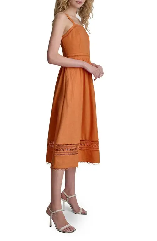 Dkny Eyelet-embroidered Linen Blend A-line Dress