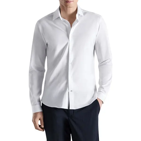 Mango Slim Fit Cotton Blend Button-up Shirt - White