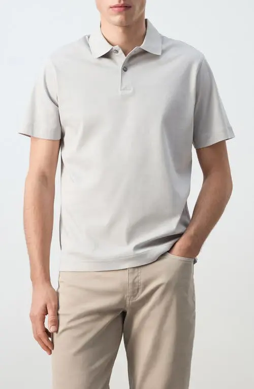 Mango Fine Knit Cotton Polo - Ice Grey