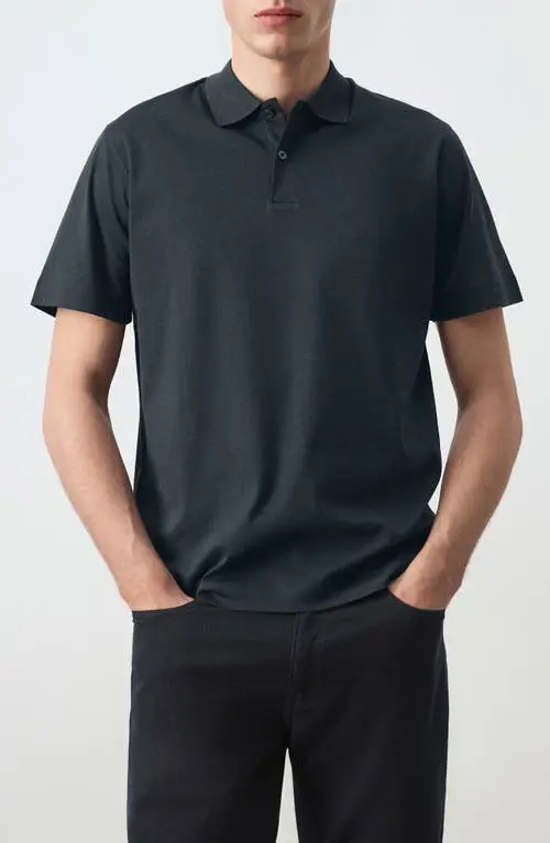 Mango Fine Knit Cotton Polo - Navy