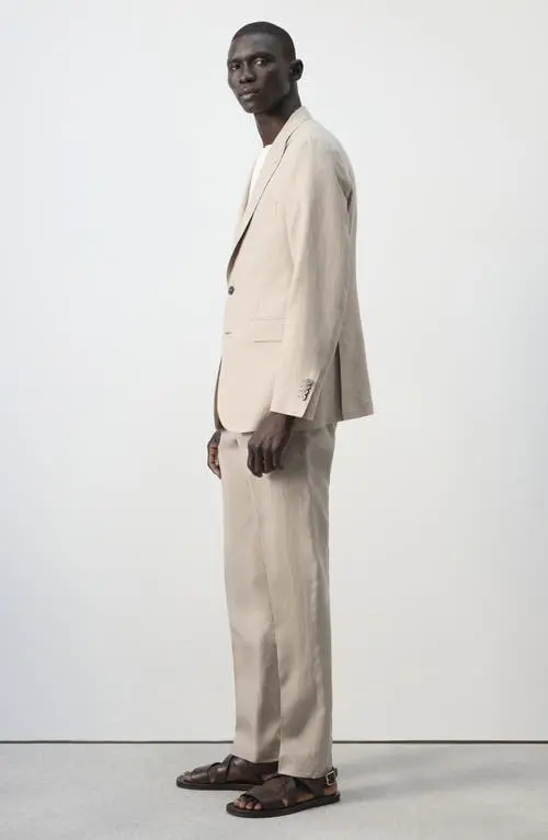 Mango Amalfi Slim Fit Flat Front Linen Suit Pants
