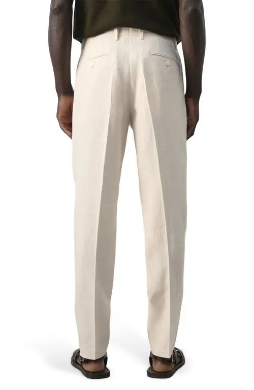 Mango Amalfi Slim Fit Flat Front Linen Suit Pants - Ecru
