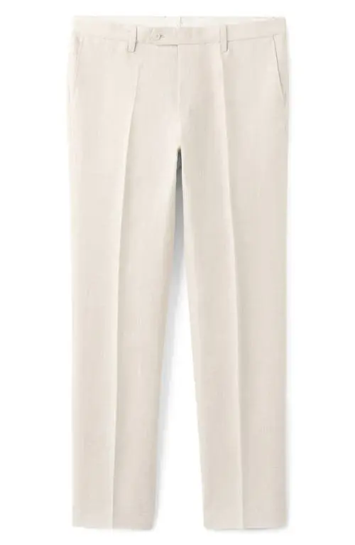 Mango Amalfi Slim Fit Flat Front Linen Suit Pants - Ecru