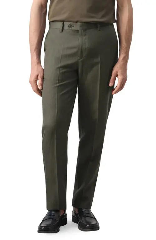 Mango Amalfi Slim Fit Suit Trousers - Khaki Green