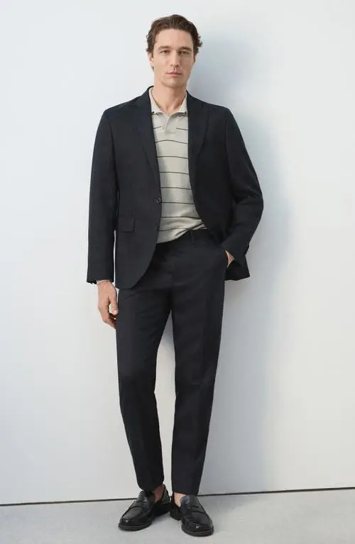 Mango Slim Fit Suit Trousers - Navy