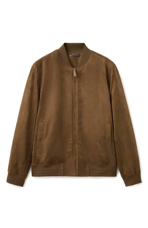 Mango Faux Suede Bomber Jacket - Cognac