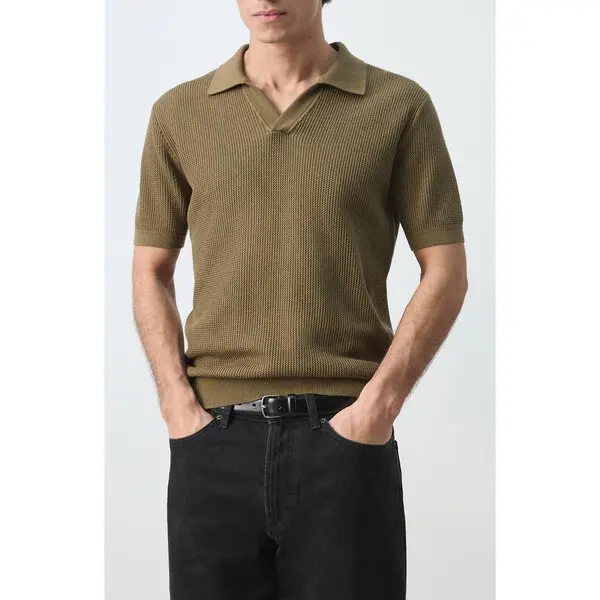 Mango Cotton Piqué Polo - Khaki Green