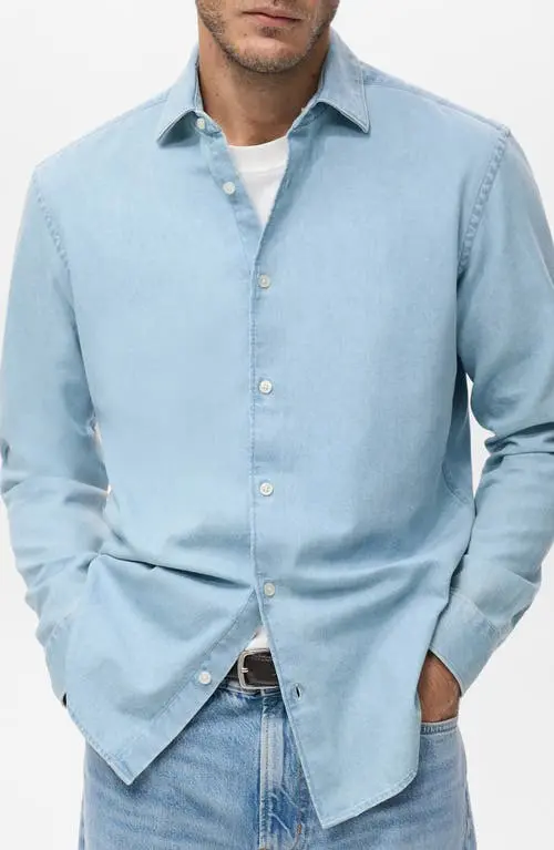 Mango Denim Button-up Shirt - Light Blue