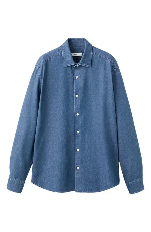 Mango Denim Button-up Shirt - Medium Blue