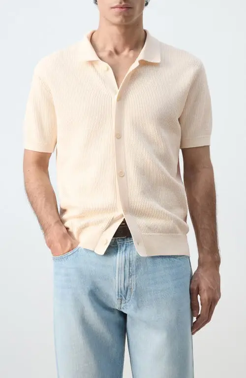Mango Cotton Piqué Button-up Shirt - Off White