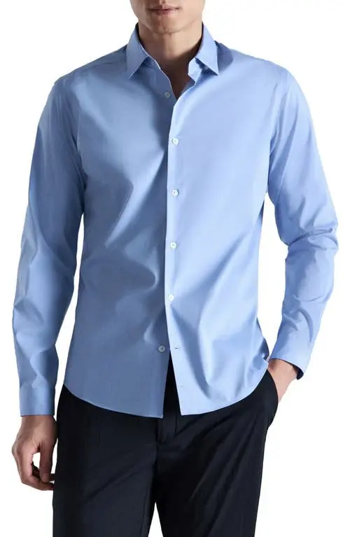 Mango Regular Fit Stretch Cotton Blend Button-up Shirt - China Blue