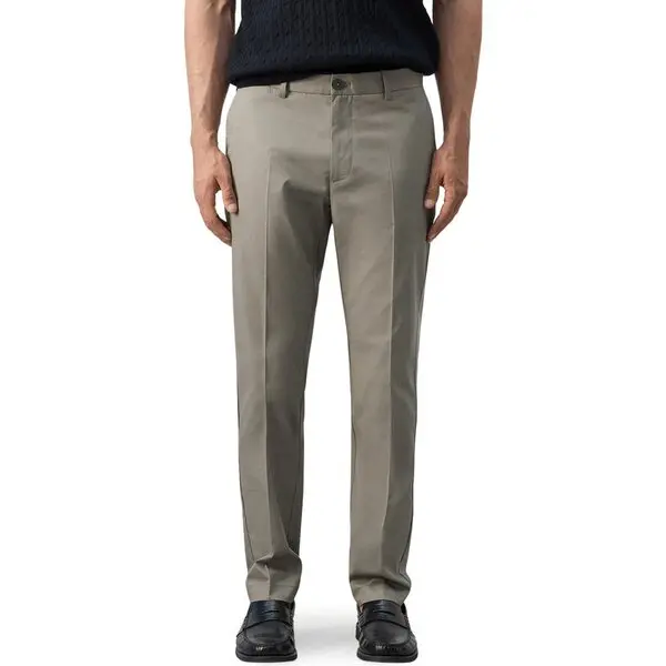 Mango Slim Fit Flat Front Cotton Twill Pants - Beige