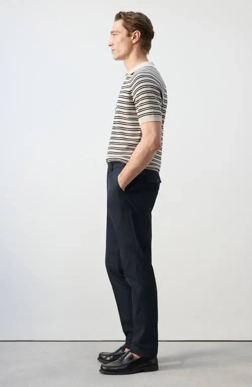 Mango Slim Fit Flat-front Cotton Twill Trousers - Navy